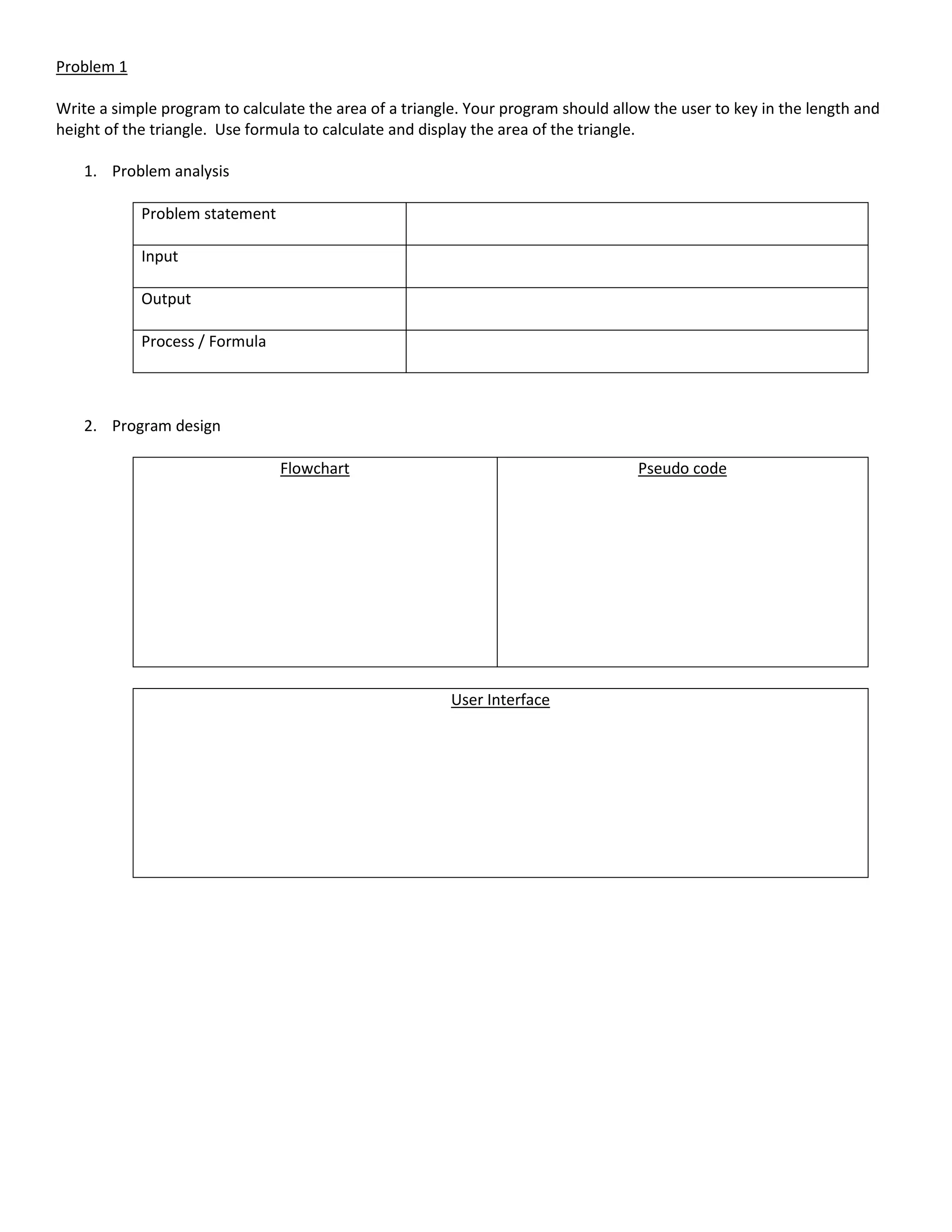 Programming exercise | DOCX