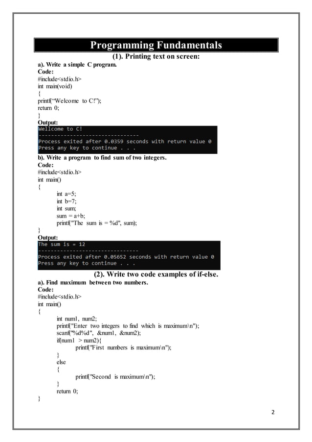 Programming fundamentals | PDF
