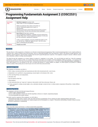 Master Your Programming Fundamentals (COSC2531) Assignments with Expert Help from Gradespire | PDF