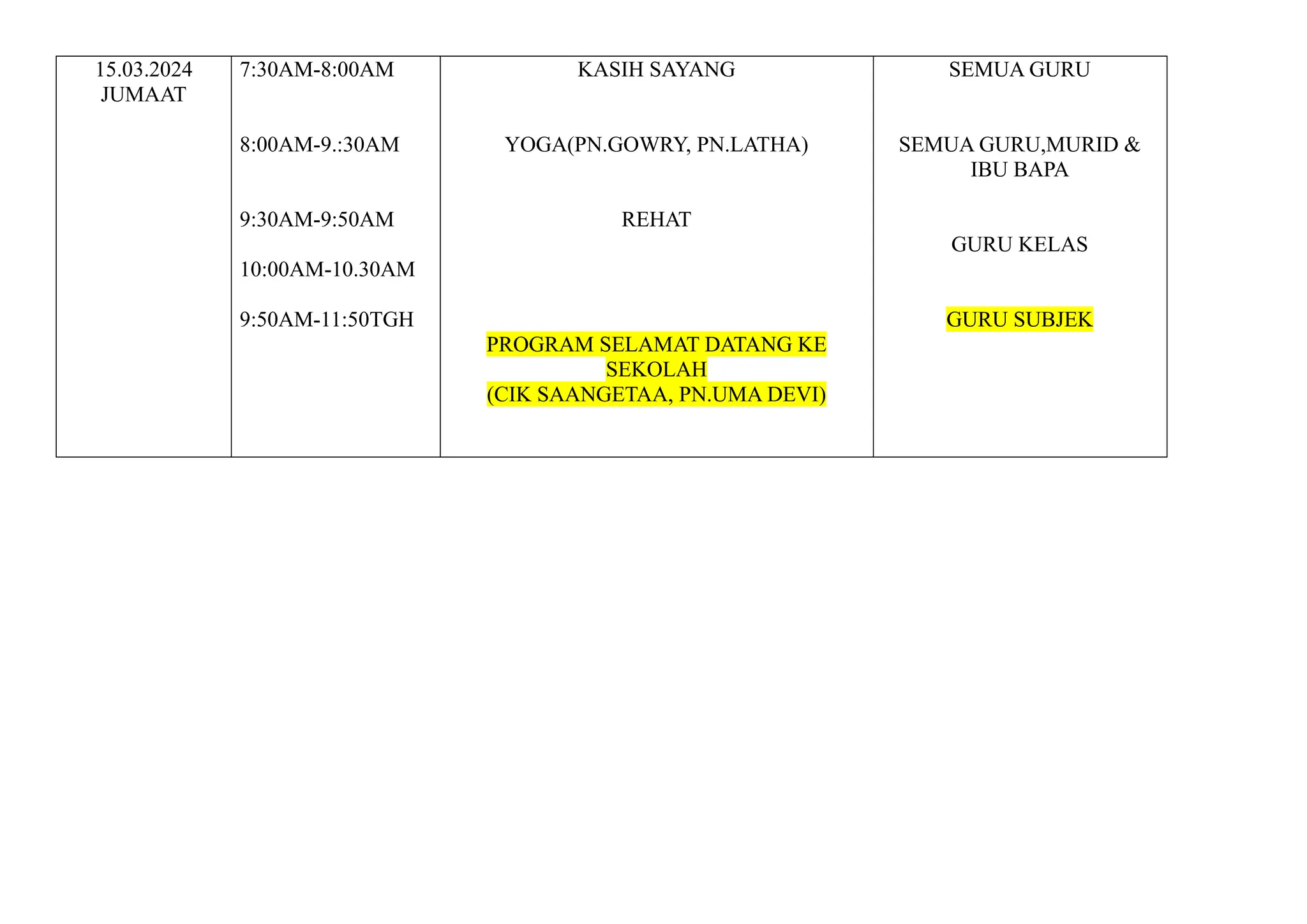 PROGRAM MINGGU PERTAMA seklolh@@ boleh layari di sini | PPT