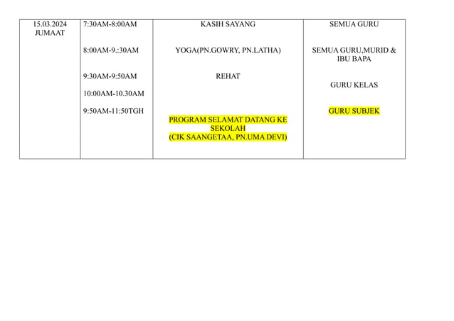 PROGRAM MINGGU PERTAMA seklolh@@ boleh layari di sini | PPT