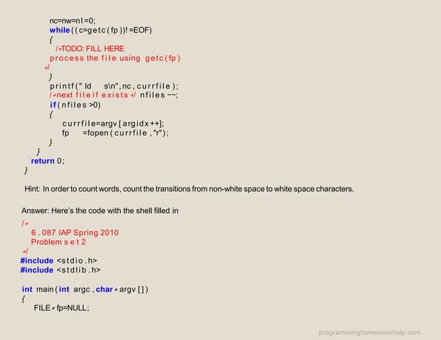 C Programming Homework Help | PPT
