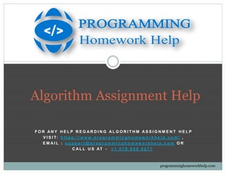 Algorithm Assignment Help | PPT