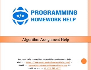 Algorithm Assignment Help | PPT