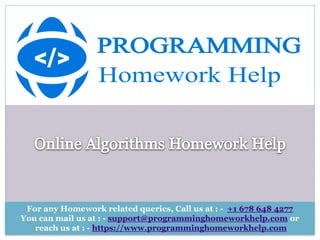 Algorithm Homework Help | PPTX