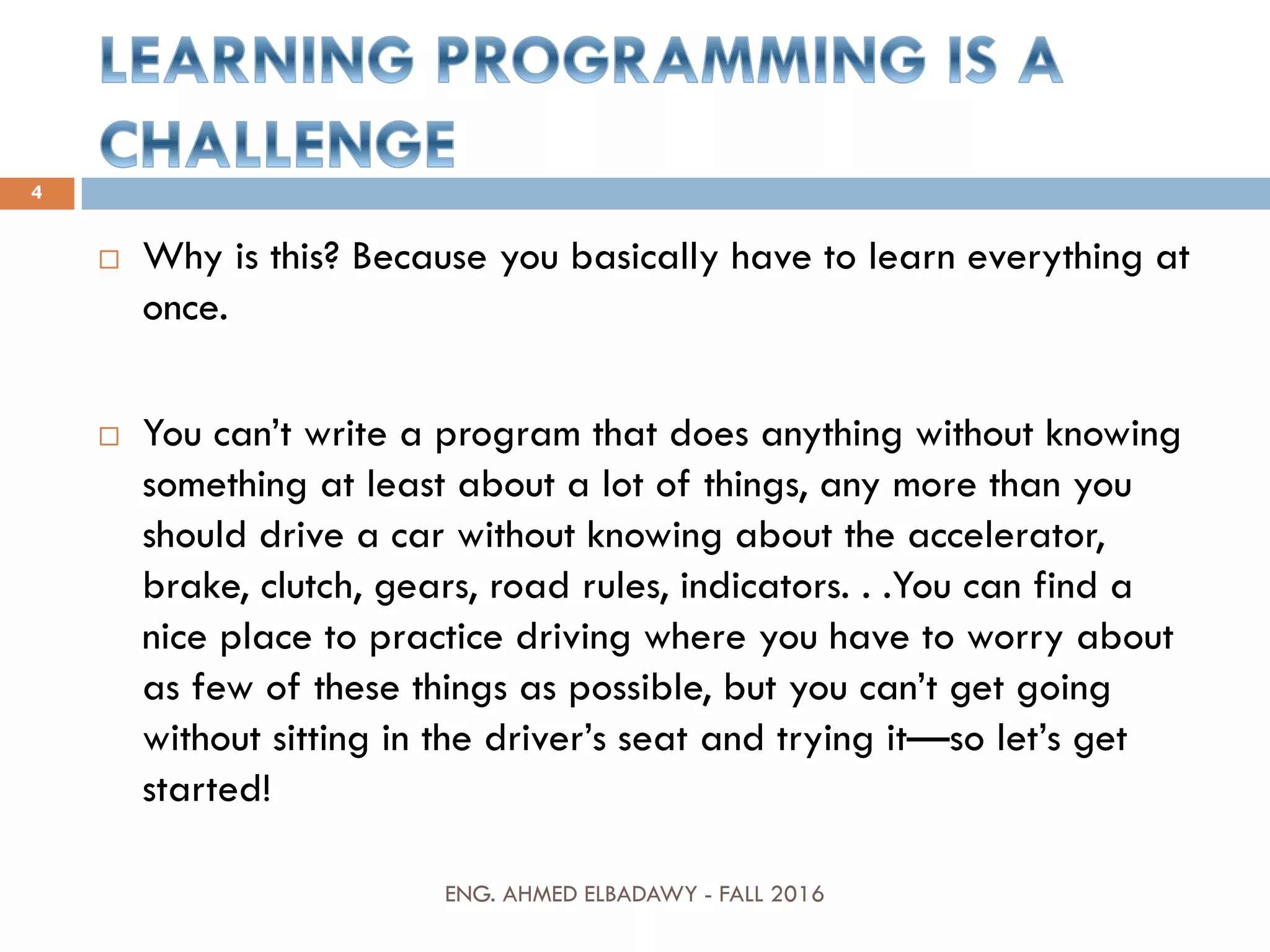 Programming I Lecture 1 Ppt