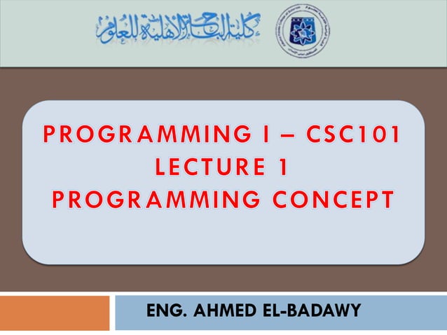 Programming I lecture 1 | PPT