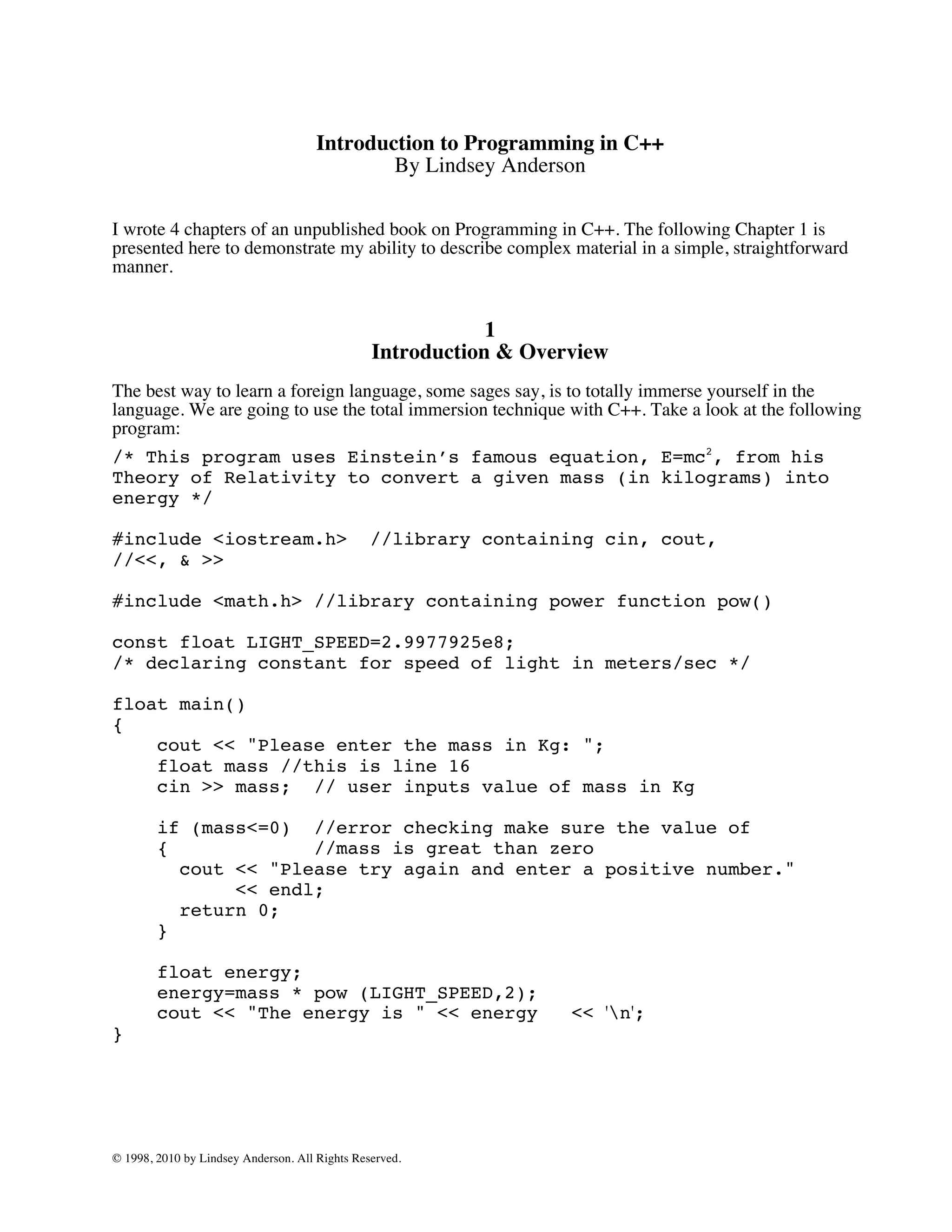 Programming in C++ | PDF