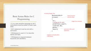 Programming in C.pptx | Programming Languages | Computing