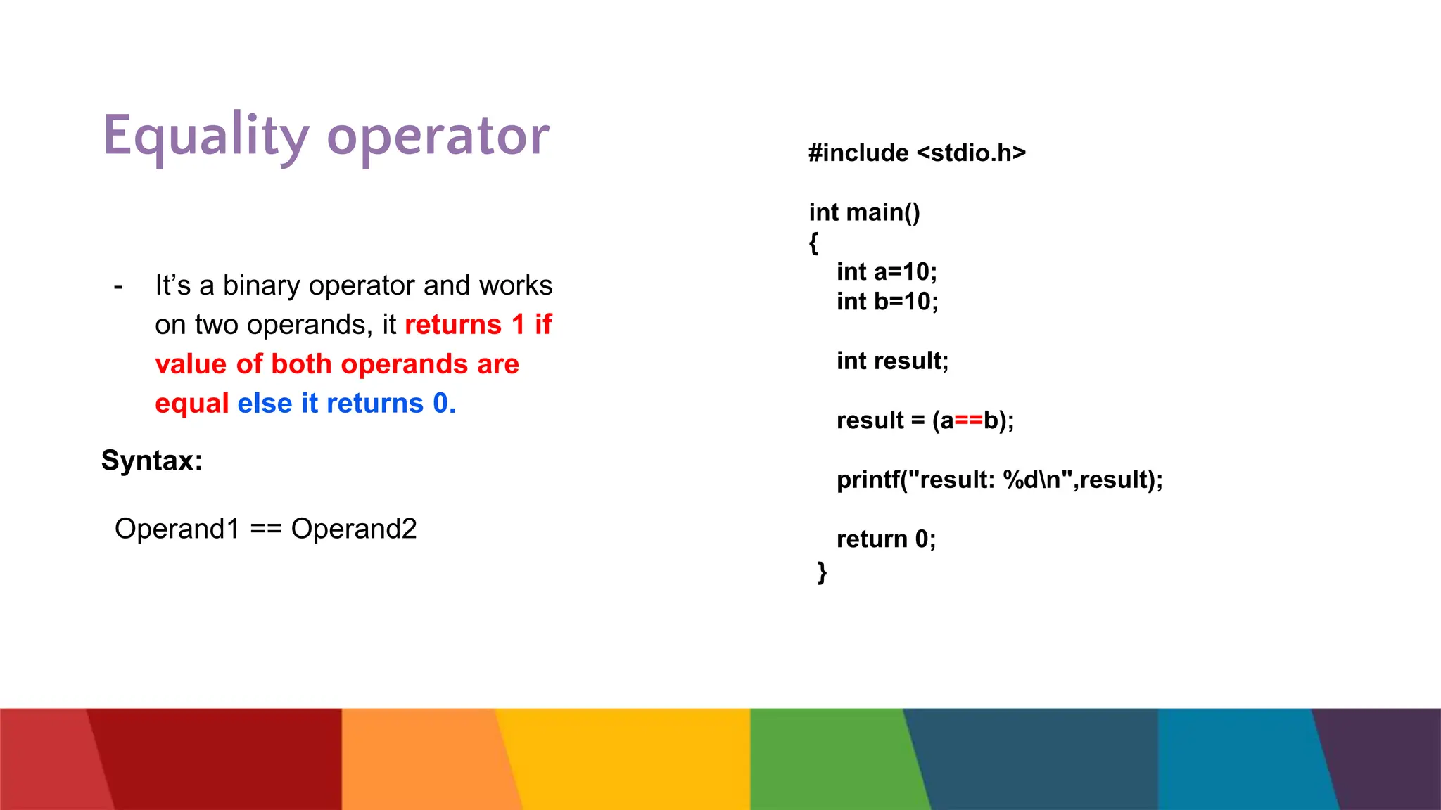 Programming In C Operators Pptx