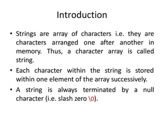 Programming in C - Fundamental Study of Strings | PPT