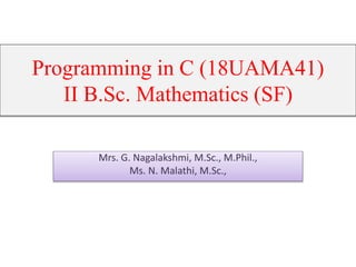 Programming in C | PPT