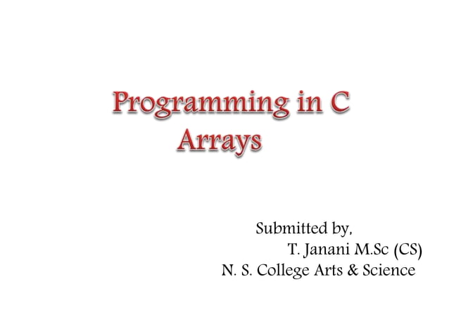 Programming In C Arrays Pptx Programming Languages Computing