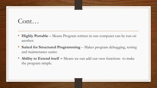 Programming in c (importance of c) | PPTX