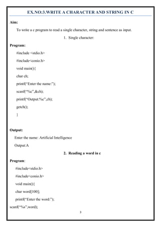 Subject:Programming in C - Lab Programmes | PDF