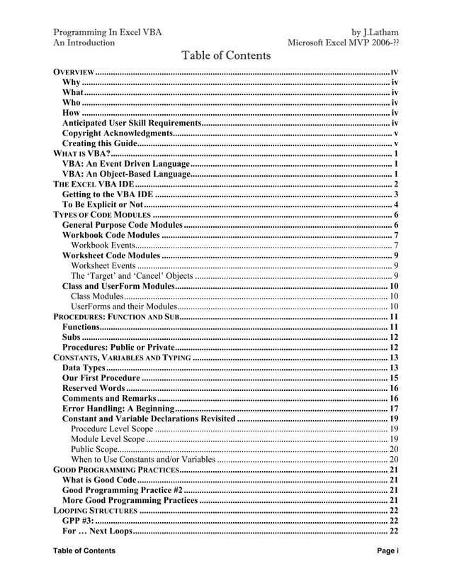 Programming inexcelvba anintroduction | PDF