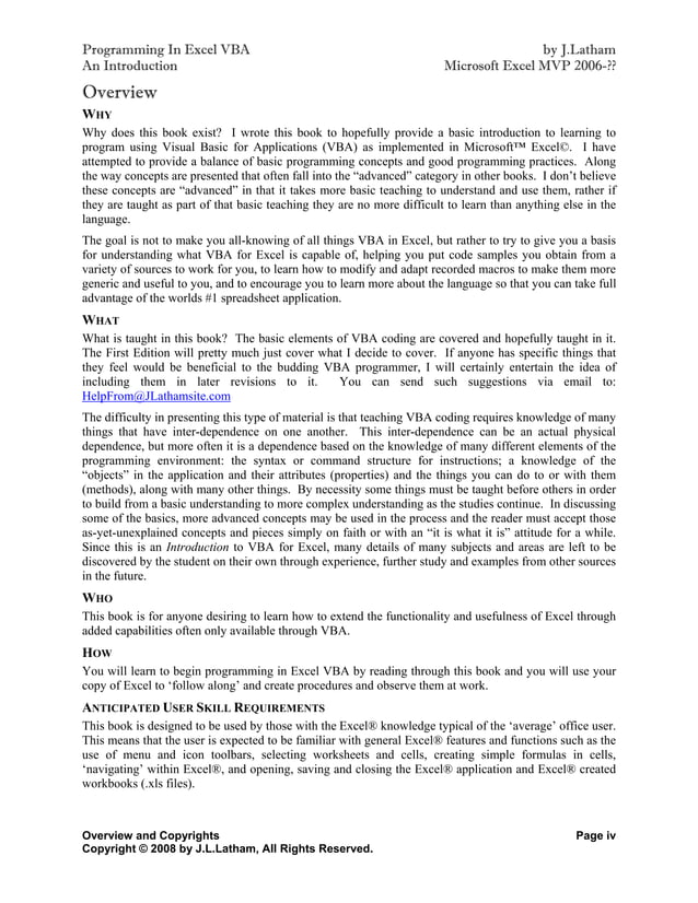 Programming inexcelvba anintroduction | PDF