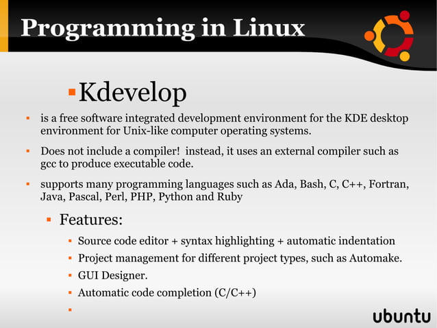Programming In Linux Presentation | ODP