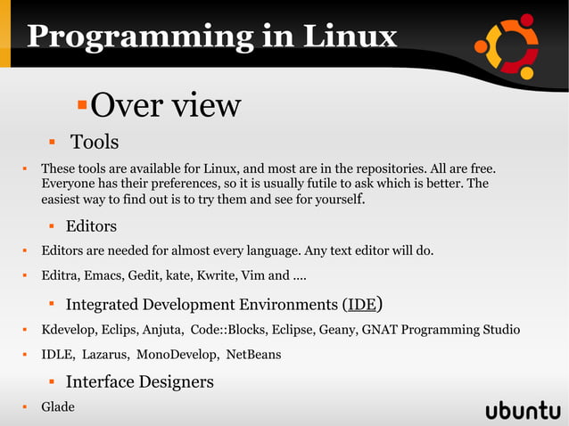 Programming In Linux Presentation | ODP