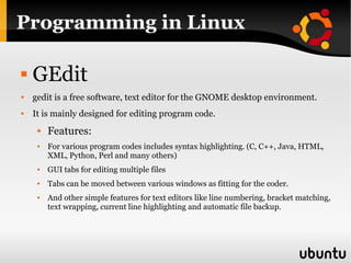 Programming In Linux Presentation | ODP