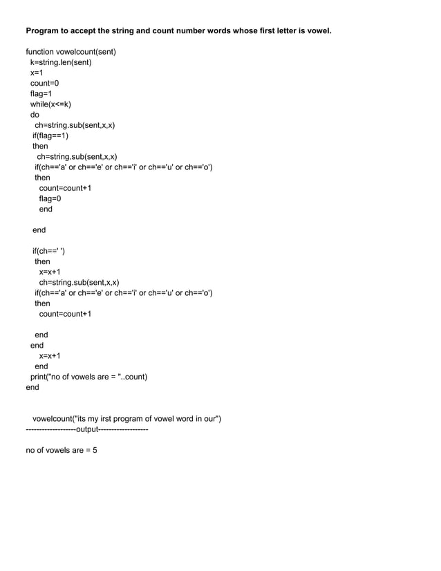 Programming in lua STRING AND ARRAY | PDF