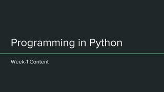 Programming in python | PPT