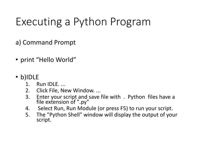 Programming in Python | PPTX | Programming Languages | Computing