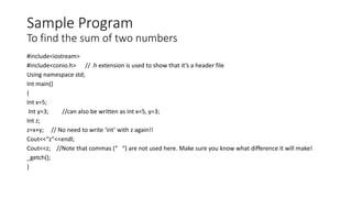 Programming lab 1 lecture | PPTX