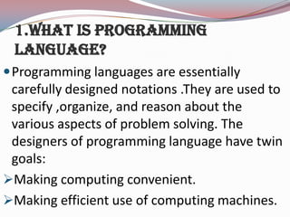 Programming language design and implemenation | PPT