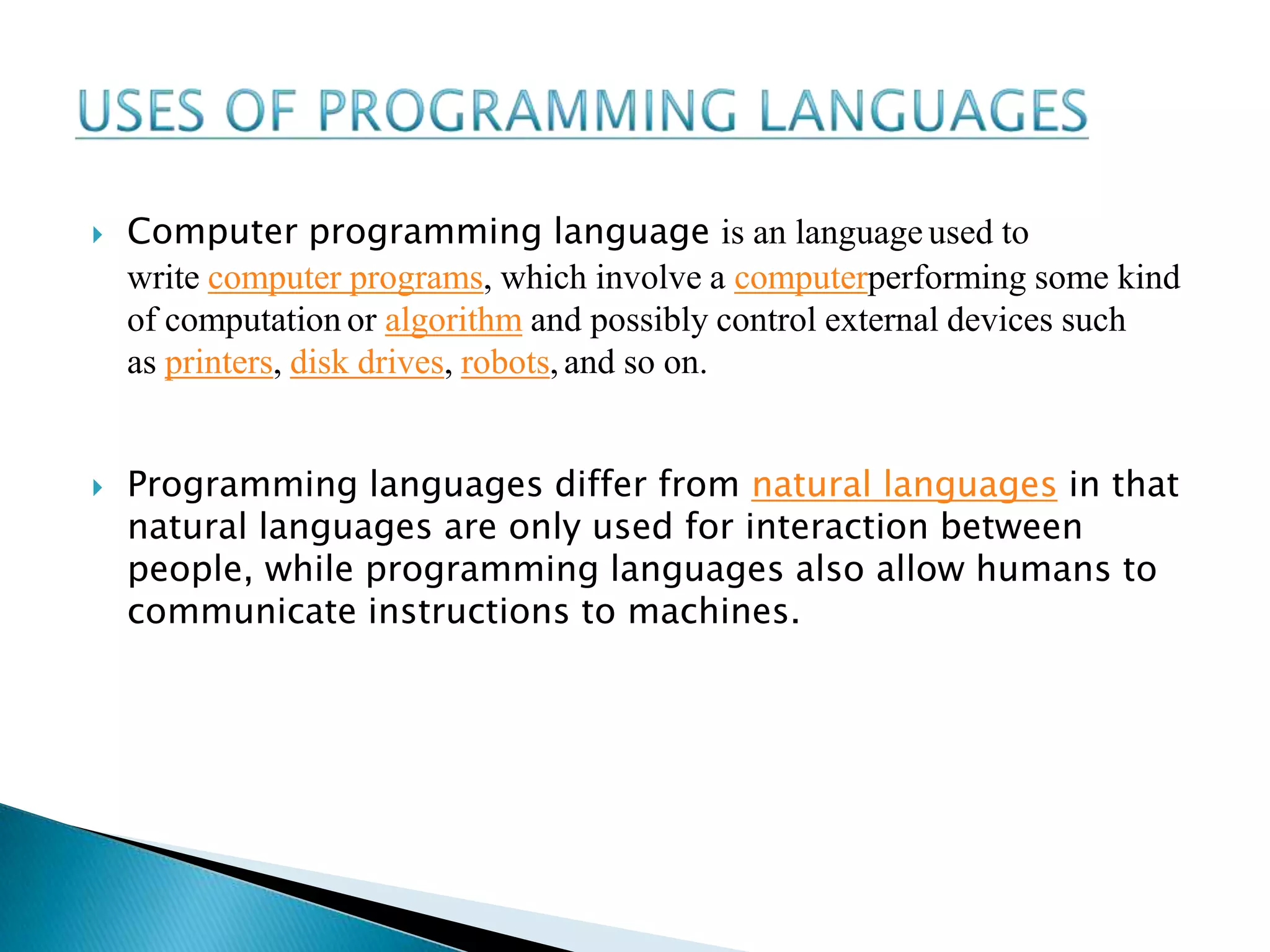 Programming languages | PPTX