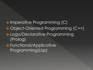 Programming languages | PPTX | Programming Languages | Computing