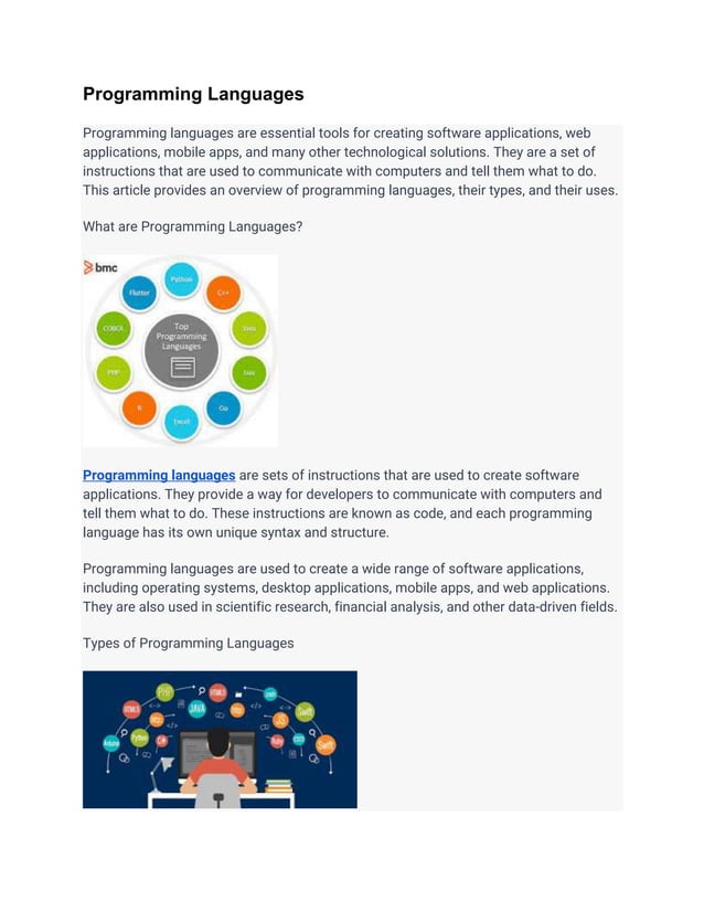 Programming Languages.docx | Programming Languages | Computing