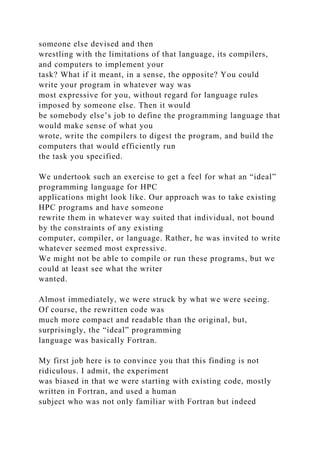 PROGRAMMING L ANGUAGES1The Ideal HPC Programming Langu.docx