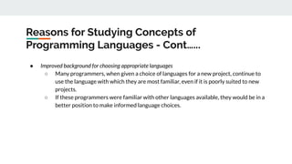 Programming languages and concepts by vivek parihar | PPT