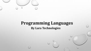 Programming languages at lara technologies | PPTX