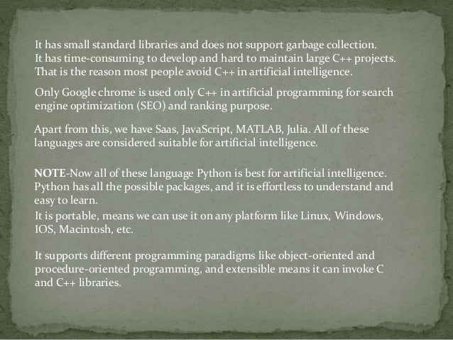 Programming languages for ai | PPTX