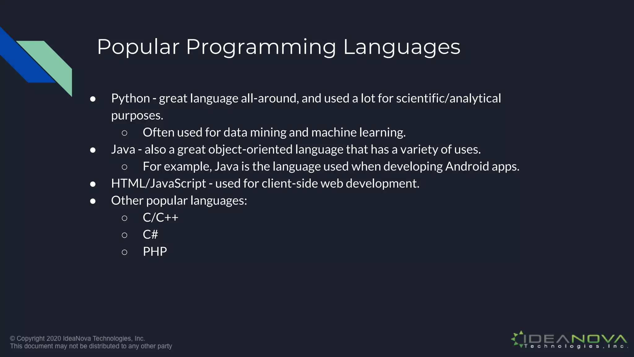 Programming Languages of Importance in Modern Academics & Industries | PPT