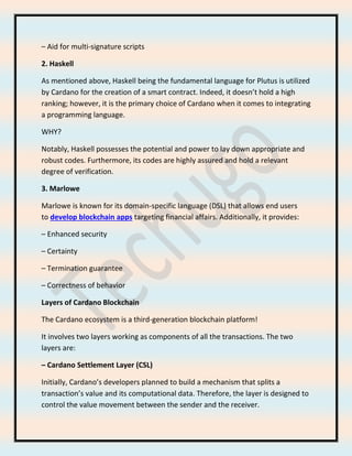 Programming Languages Used by Cardano for Its Smart Contract Evolution. | PDF