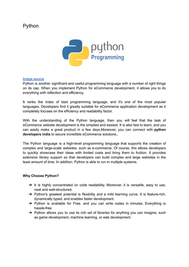 Programming languages used for ecommerce development | PDF