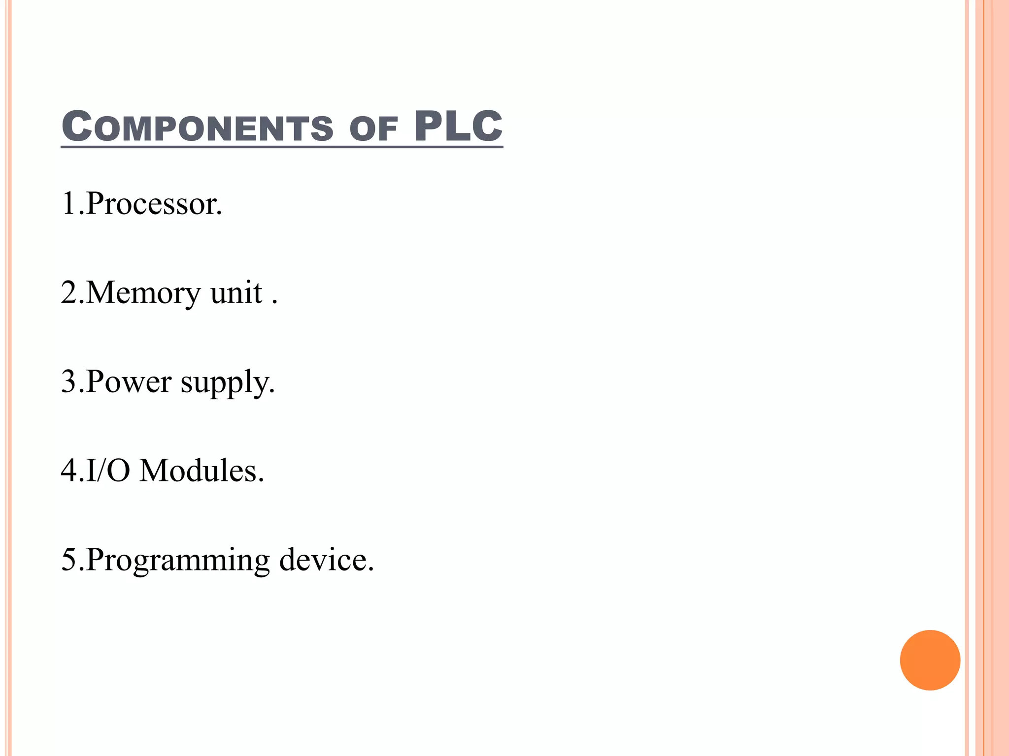 Programming logic controllers (plc) seminar | PPTX