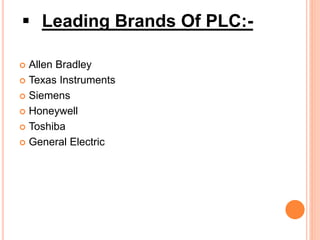 Programming logic controllers (plc) seminar | PPTX