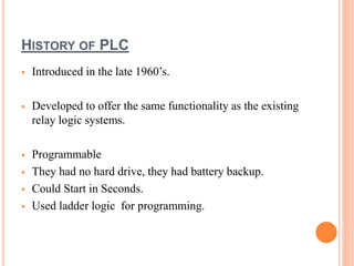 Programming logic controllers (plc) seminar | PPTX