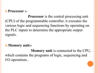 Programming logic controllers (plc) seminar | PPTX
