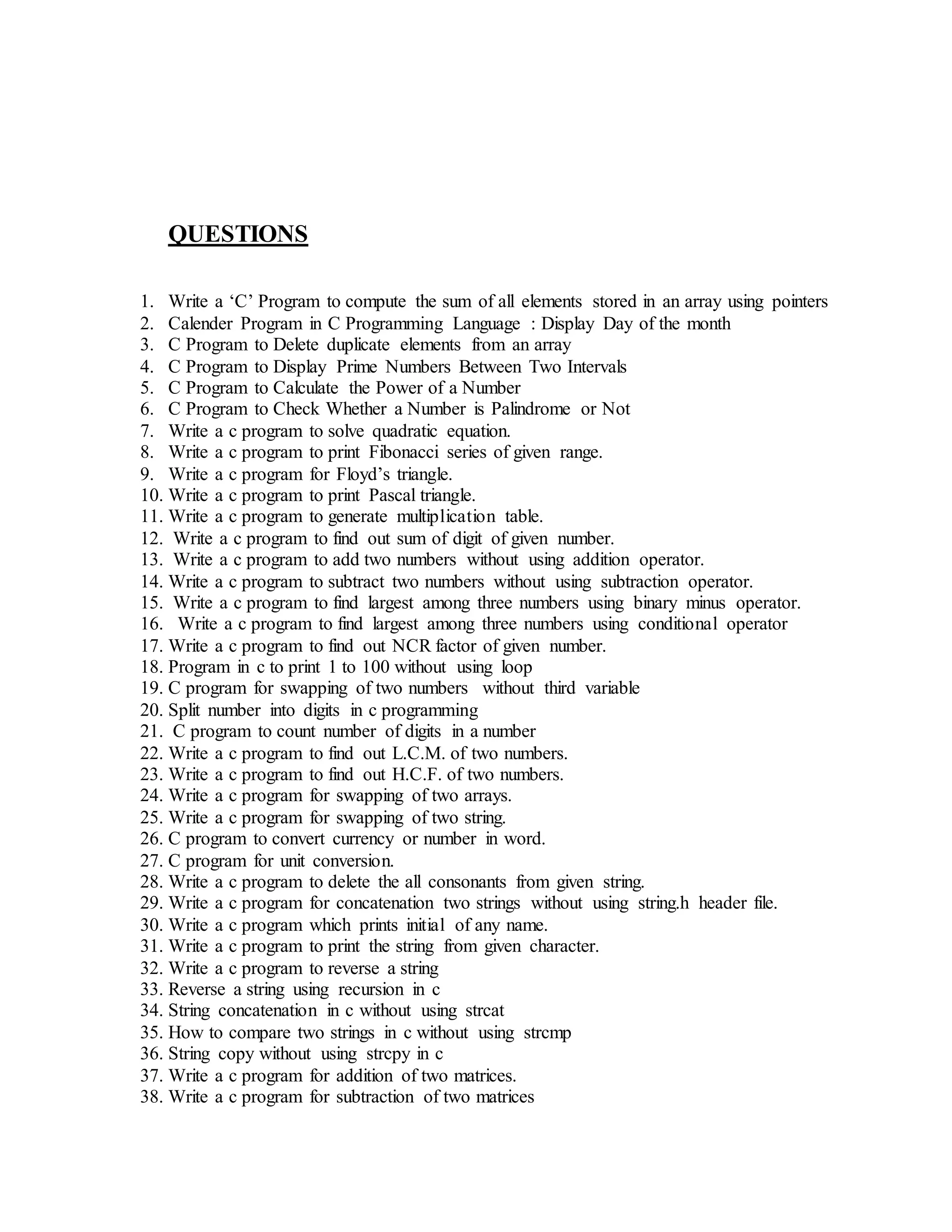 Programming Questions Pdf Free Download 3107