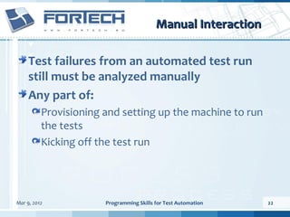 Programming skills for test automation | PPT