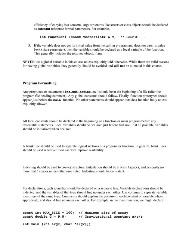 Programming style guideline very good | PDF