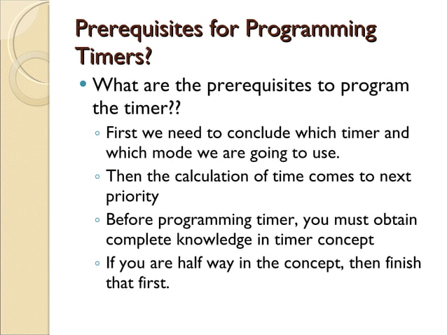 Programming timers | PPT