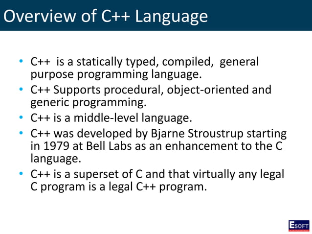 Esoft Metro Campus - Programming with C++ | PPSX | Programming Languages | Computing