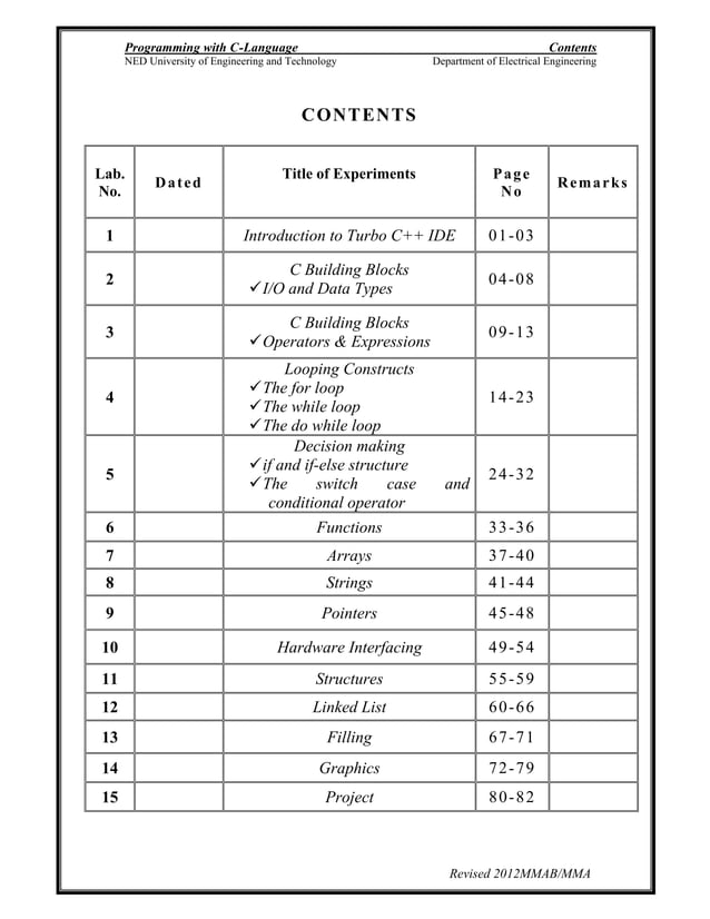 Programming with c language practical manual | PDF