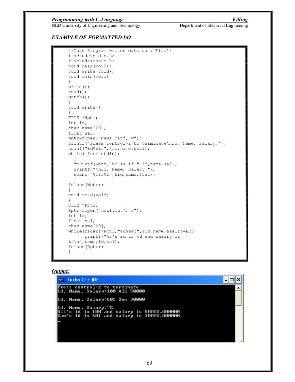 Programming With C Language Practical Manual